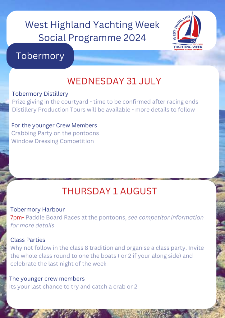 Social Programme 2024 – West Highland Yachting Week